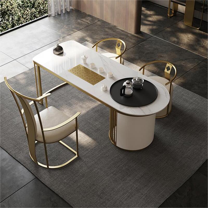 Irregular-Shaped Island Tea Table with Circular Hollow Column and Line ...