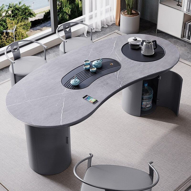 Stylish Double Circular Column Irregular Sintered Stone Tea Table ...