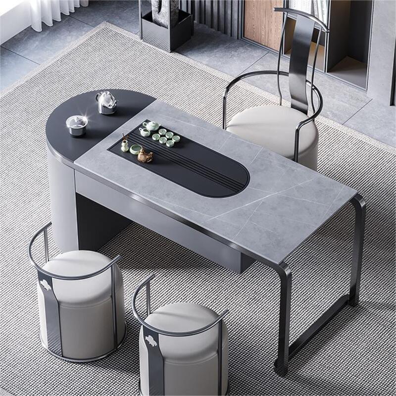 Modern Island Tea Table with Square Frame Supports and Semi-Circular C ...