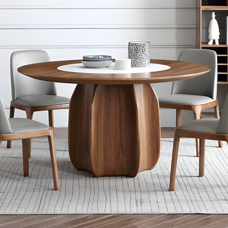 Rotatable Nesting dining table | Sintered Stone Top & Wooden Base– DPhome