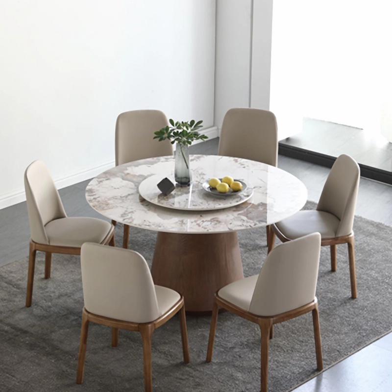 Pandora dining round table with turntable and round base made by wood ...