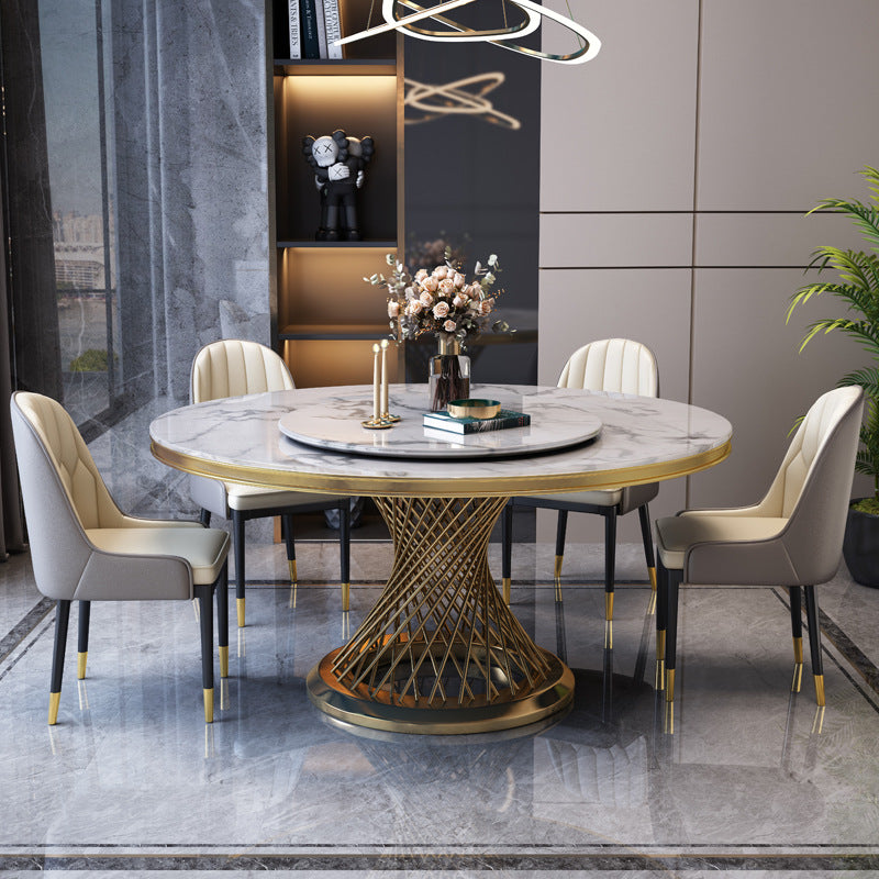 Golden Match Sintered Stone Round Dining Table - DPhome