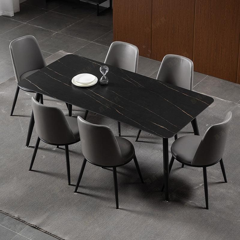 Classic Rectangle Sintered Stone Dining Table with Steel Base - DPHOME ...