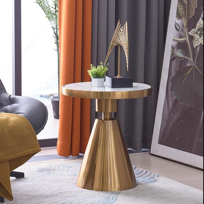 Luxury Sintered Stone End Table with Golden Base- DPHOME– DPhome
