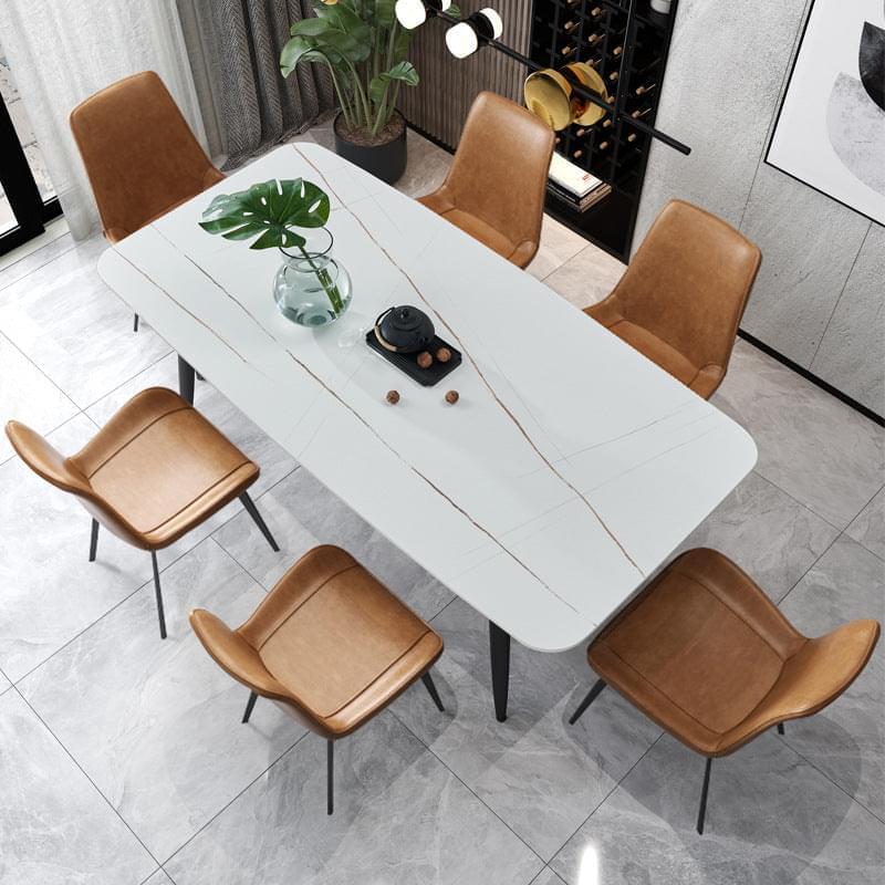 Classic Rectangle Sintered Stone Dining Table with Steel Base - DPHOME ...