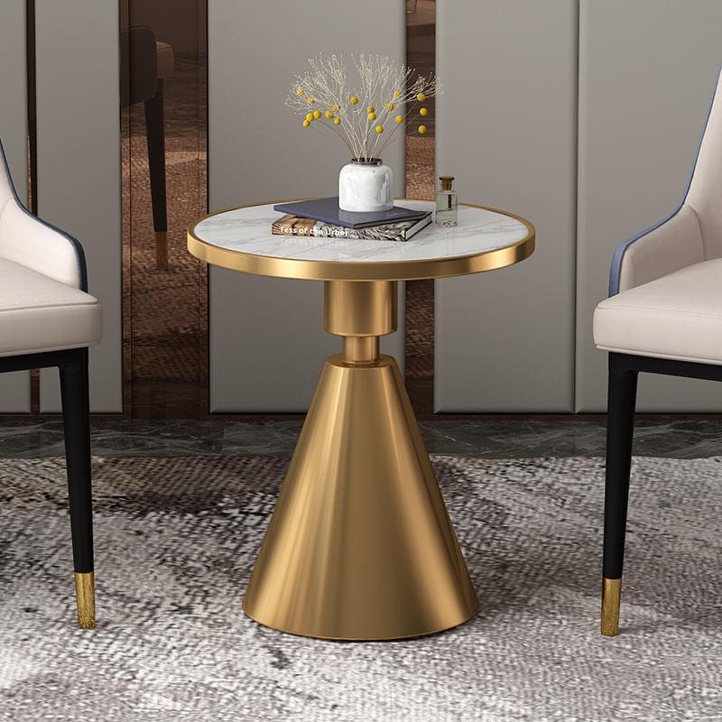 Luxury Sintered Stone End Table with Golden Base- DPHOME– DPhome