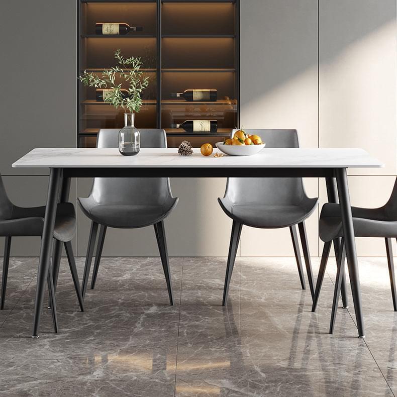 Classic Rectangle Sintered Stone Dining Table with Steel Base - DPHOME ...
