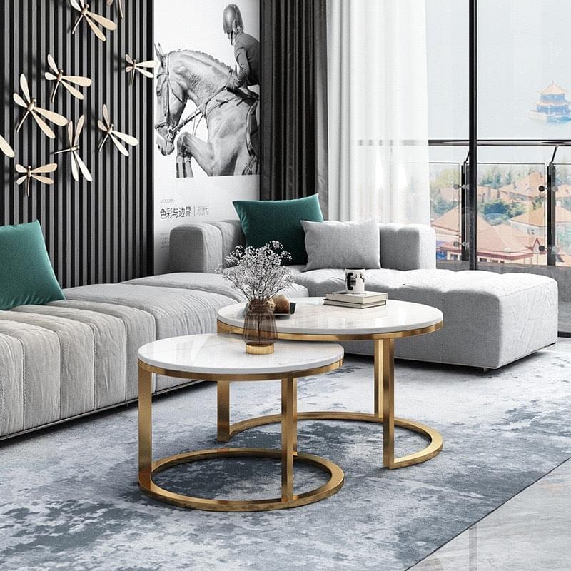 Gold Round Nesting Coffee Table Set of Two - DPHOME– DPhome