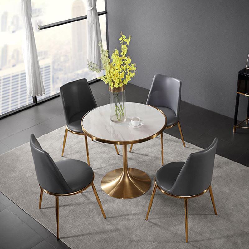 Enhance Your Home with Tulip Table - Sintered Stone & Golden Pedestal ...